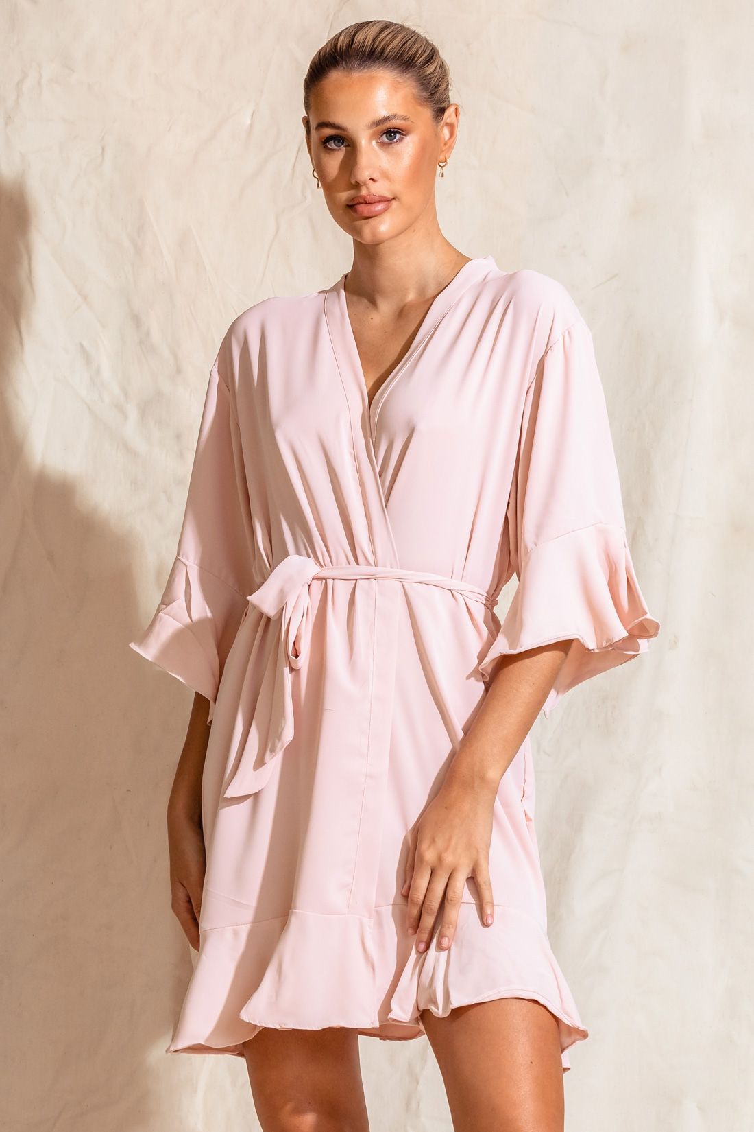 Olivia Matte Cotton Ruffle Blush Bridesmaid Robe